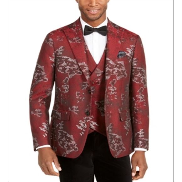 TALLIA | Suits & Blazers | Mens Mens Slim Fit Metallic Floral Jacquard ...